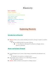 Understanding Elasticity Key Concepts And Calculations Course Hero