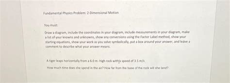 Solved Fundamental Physics Problem 2 Dimensional Motion You