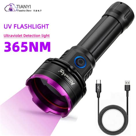 30w Uv Violet Flashlight Black Mirror Rechargeable 365nm For Stain