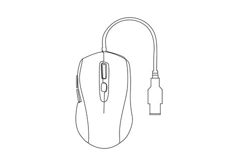 Computer Mouse In Continuous One Line Drawing Vector Mouse Cursor To PC Icon Continuous