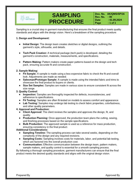 16 Sop Sampling Pdf