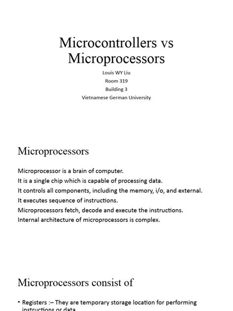 1 Microcontroller Vs Microprocessor Pdf Central Processing Unit