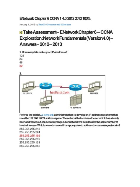 Take Assessment Enetwork Chapter 6 Ccna Exploration Network