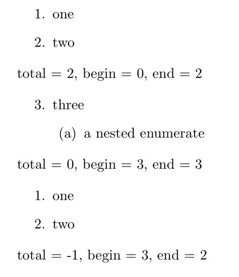 Numbering How To Count The Number Of Items In Enumerate When Nesting And Resume TeX