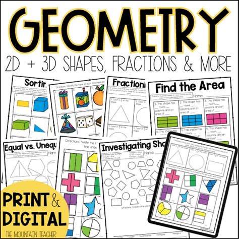 Geometry Worksheets And Assessments Printable Activities And
