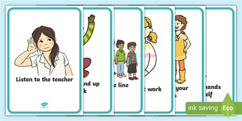Classroom Rules and Behaviour Display Posters - Twinkl
