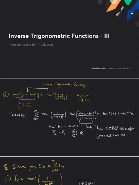 Inverse Trigonometric Functions Iii With Anno Pdf