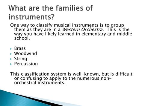 Ppt Families And Classifications Of Instruments Powerpoint Presentation Id2142854