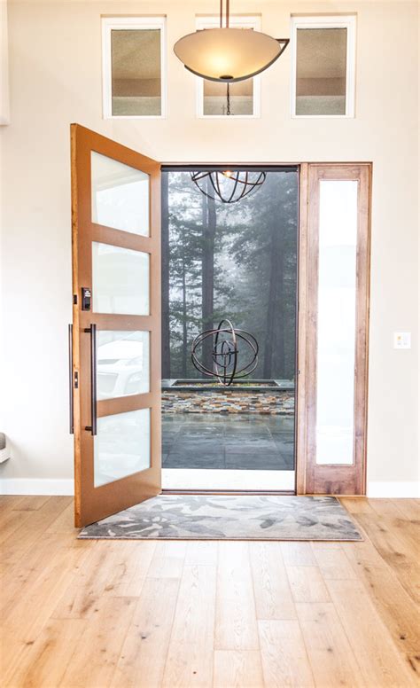 Frosted Glass Door With Wooden Frame Glass Door Ideas