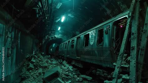 Subway Tunnel Collapse Trains Derailed Emergency Lights Flickering