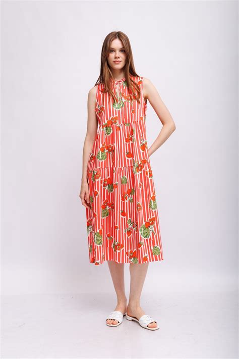 Marc Cain Платье из хлопка с клубникой Эко линейка Rethink Together купить по выгодной цене