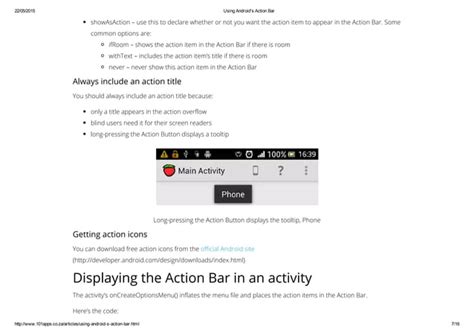 Using Androids Action Bar Pdf Operating Systems Computer Software And Applications