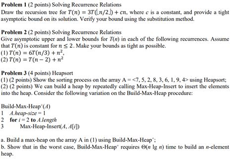 Solved Problem 1 2 Points Solving Recurrence Relations