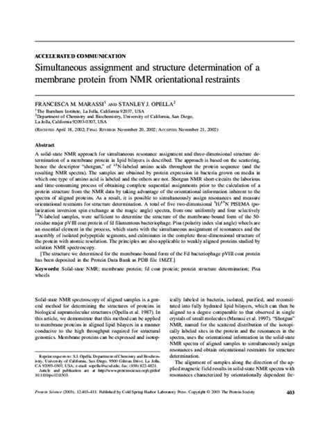 Pdf Simultaneous Assignment And Structure Determination Of Protein Backbones By Using Nmr