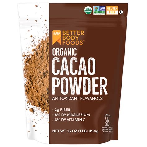 Organic Cacao Superfood Powder 1 Lb Bag Betterbody Foods