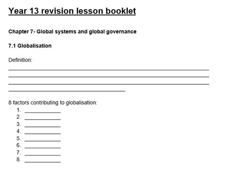 Global Systems And Global Governance Revision Booklet Aqa Teaching Resources