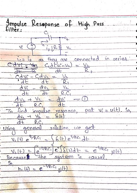 Were Required To Find The Impulse Response Of High Pass Filter Using