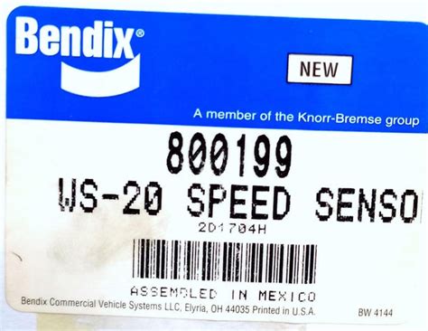 Bendix 800199 Wheel Speed Sensor Ws 20 Surplus Select