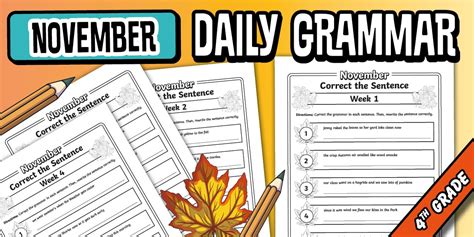 Fourth Grade November Daily Correct The Sentence Grammar