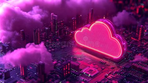 A Stylized Digital Representation Of A Glowing Cloud Icon Composed Of Data Points Sitting On A