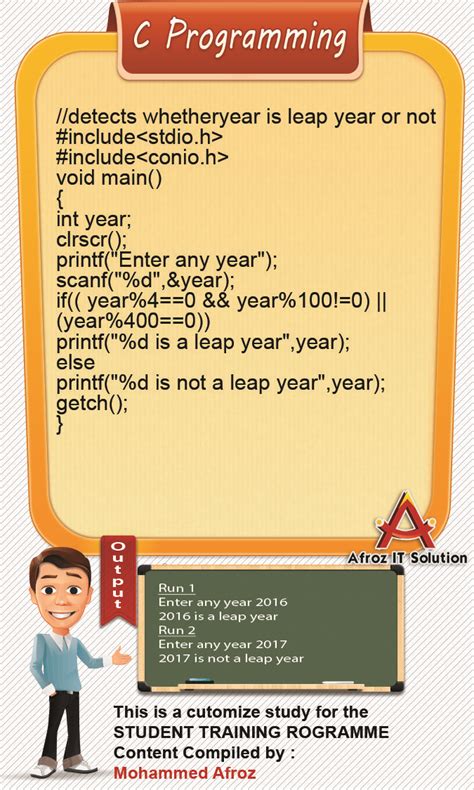 Detects Whether Year Is Leap Year Or Not Leap Year C Programming