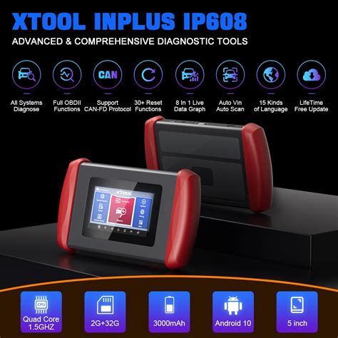 XTOOL Inplus IP608 OBD2 Scanner Diagnostic Tool With CAN FD 30 Servi Getobdtool