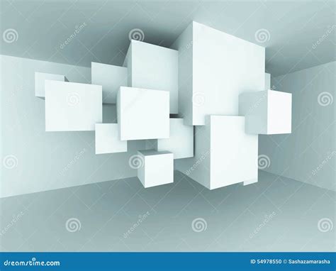 abstract architecture cube blocks design room interior background stock