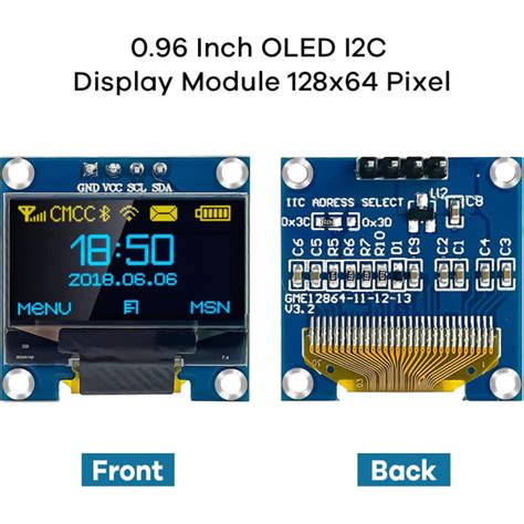 0 96 Inch Oled Display Screen Module I2c Iic 128x64 Ss D 1306 3 3v 5v Blue Blue Yellow