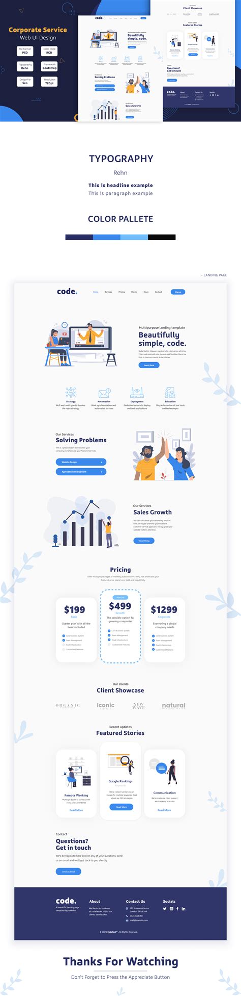 Corporate Service Web Ui Design Landing Page Design Behance