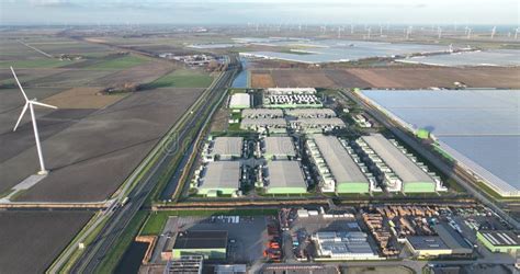 Large Scale Computing Infrastructure Datacenter Aerial Drone Overhead View Telecommunication