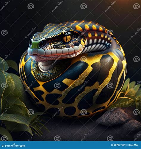 Reticulated Python Reticulated Python On Dark Background Generative