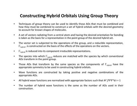 Pdf Constructing Orbitals Using Group Theory