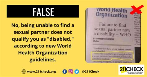 Fact Check No WHO Is Not Considering Failure To Find A Sexual Partner As A Disability CHECK