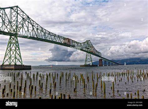 Astoria Megler Bridge Columbia River And Wood Pylons Astoria Oregon