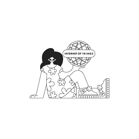 Girl Clutching Iot Symbol Linear Vector Illustration 29173845 Vector