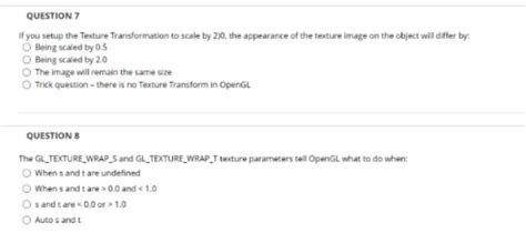 Solved QUESTION If You Setup The Texture Transformation To Chegg