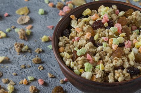 아침 식사에 대 한 세라믹 플레이트에 말린 과일과 Muesli 건강 한 아침 식사입니다 0명에 대한 스톡 사진 및 기타 이미지 0명 갈색 건강한 생활방식 Istock