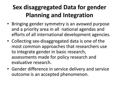 Gender Indicators And Sex Disaggregated Data Pptx