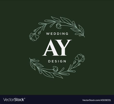 Ay Initials Letter Wedding Monogram Logos Vector Image