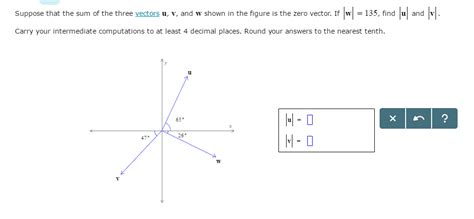 Solved Suppose That The Sum Of The Three Vectors Uv And W