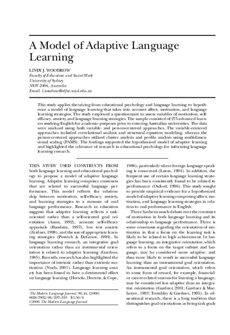 Pdf A Model Of Adaptive Language Learning