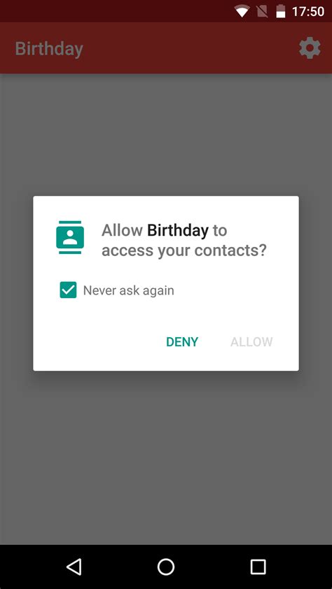 contacts why allow permission button is disabled android