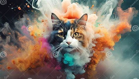 Color Explosion With A Cat Stock Illustration Illustration Of Kitten