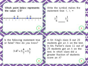 Compare And Order Rational Numbers Task Cards Scoot TpT