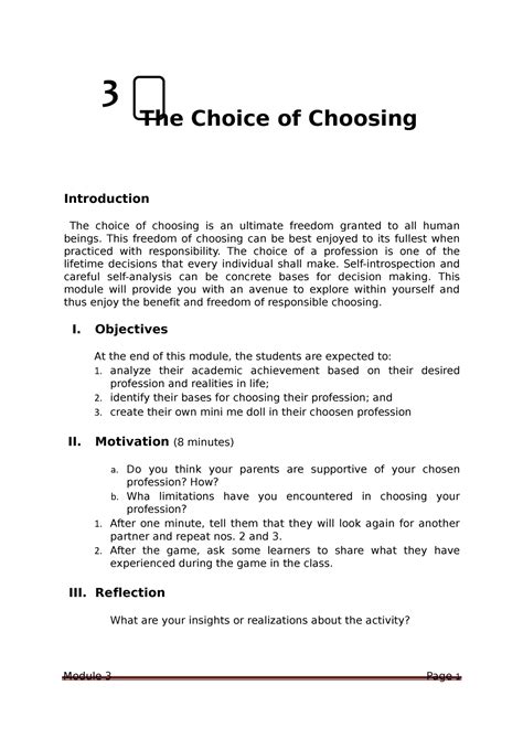 Cgp Module 3 G12 2nd Sem 3 The Choice Of Choosing Introduction The