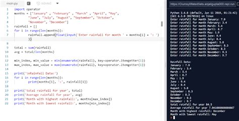 Solved Write Python Program Allows User Enter Total Rainfall 12