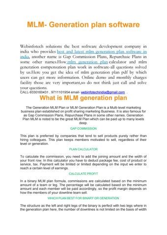 Mlm Generation Plan Software In India By Arun Sarkar Issuu