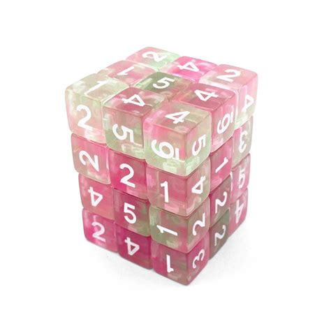 36x D6 12mm Dice Clear Pink Gsw