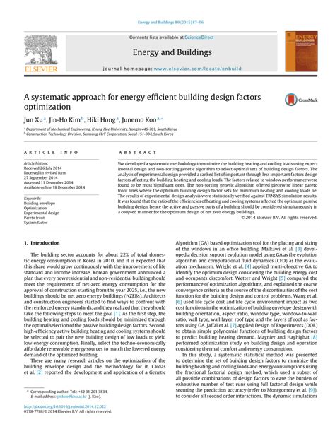 Pdf A Systematic Approach For Energy Efficient Building Design