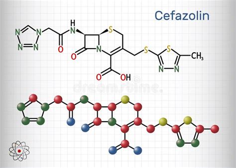 Molecule Of Cefazolin Molecular Model Science Related 3d Rendering Stock Illustration